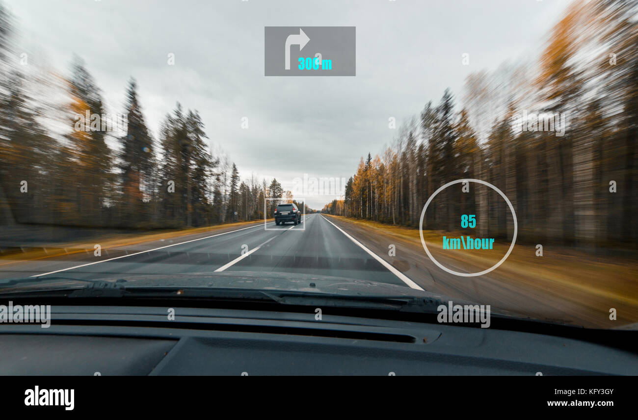 View of HUD panel with information of speed, navigation, scanning ...