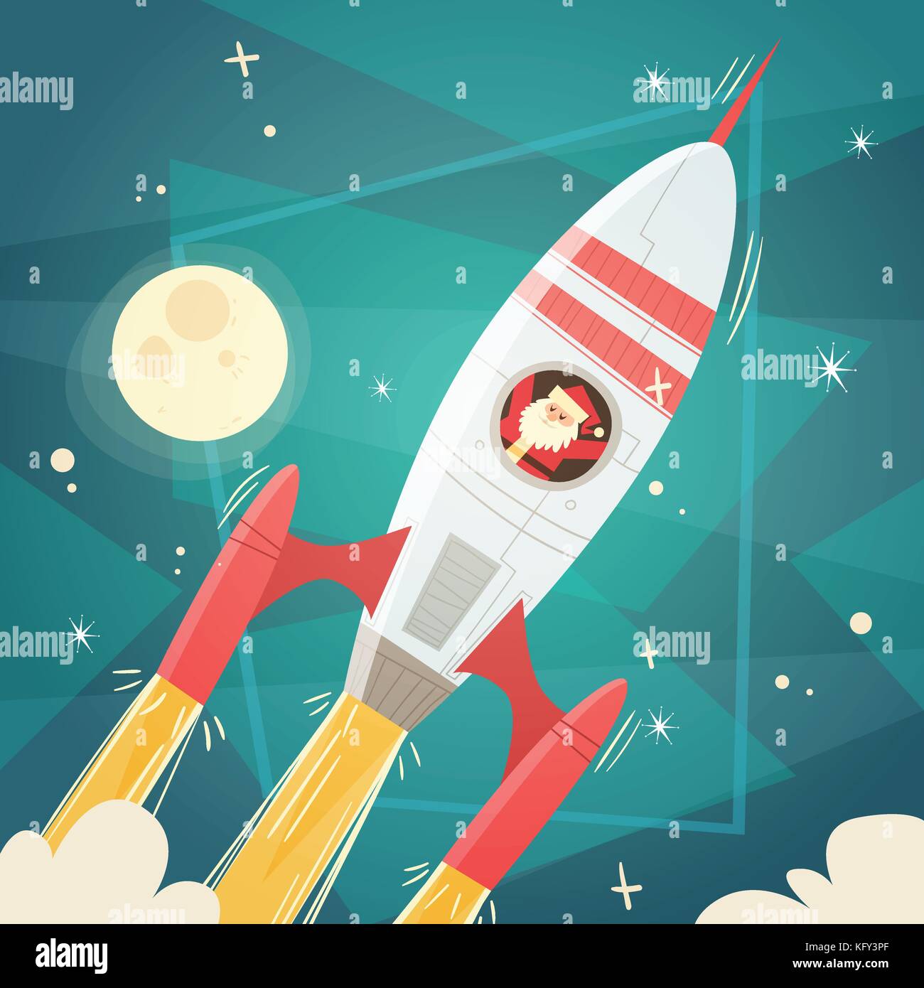 Santa in spaceship cartoon illustration hi-res stock photography and ...