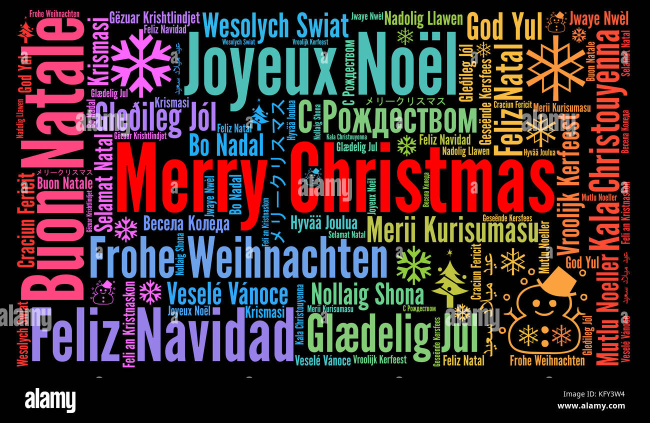 Merry christmas in different languages High Resolution Stock ...