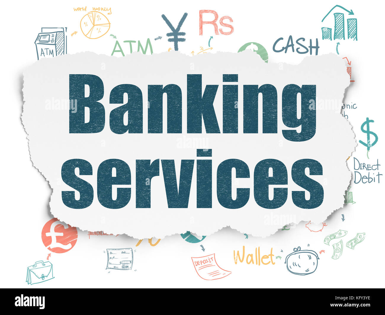 Banking concept: Banking Services on Torn Paper background Stock Photo ...
