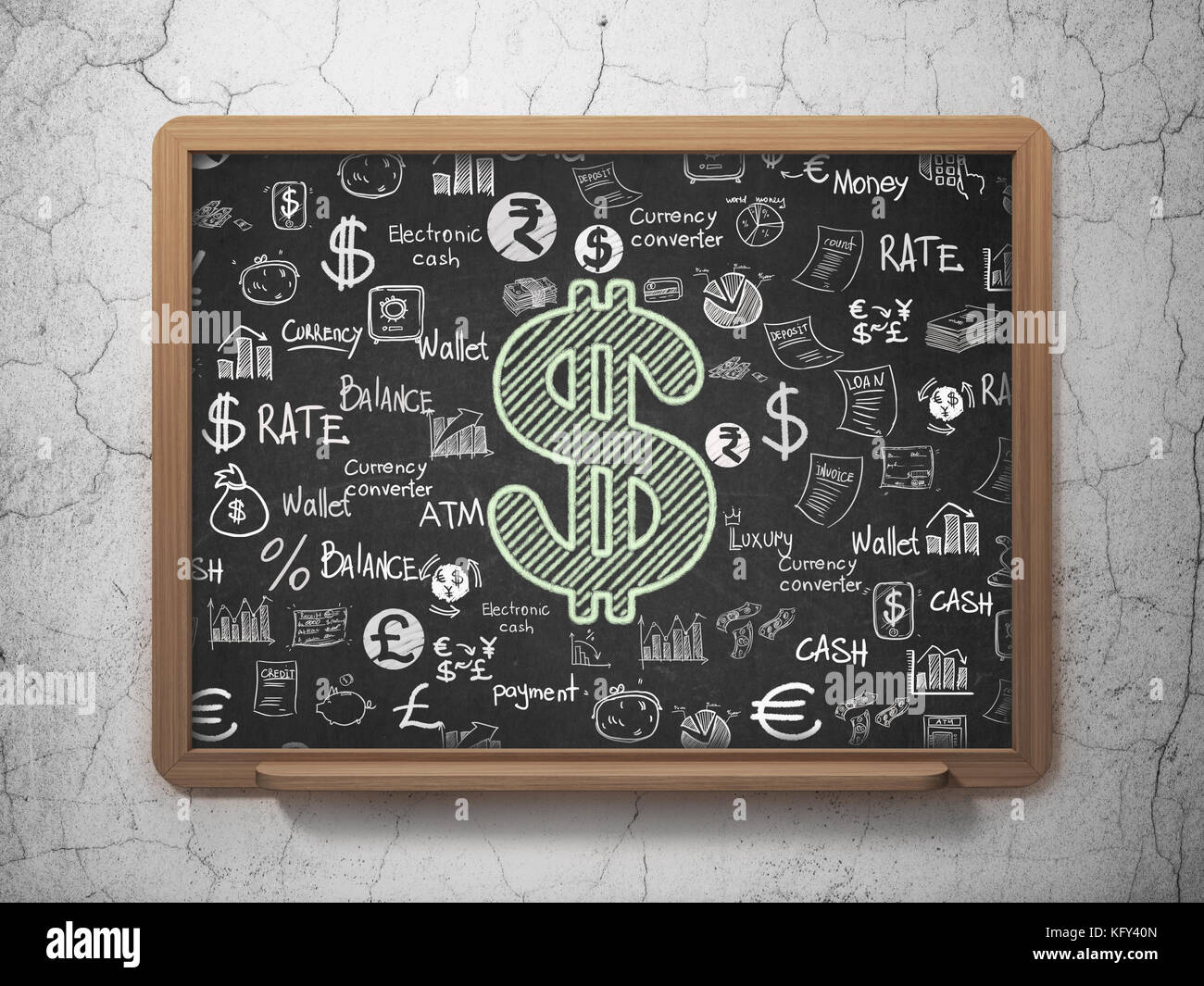 Banking concept: Dollar on School board background Stock Photo - Alamy