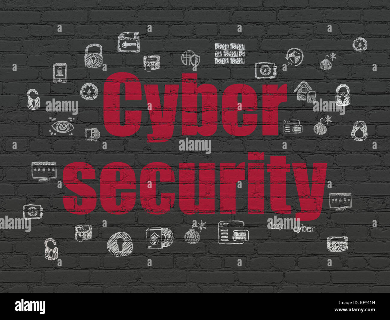 Security concept: Cyber Security on wall background Stock Photo - Alamy