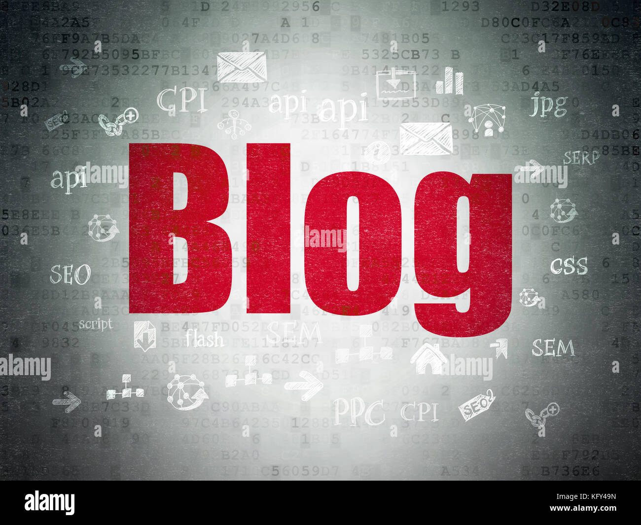 Web development concept: Blog on Digital Data Paper background Stock ...