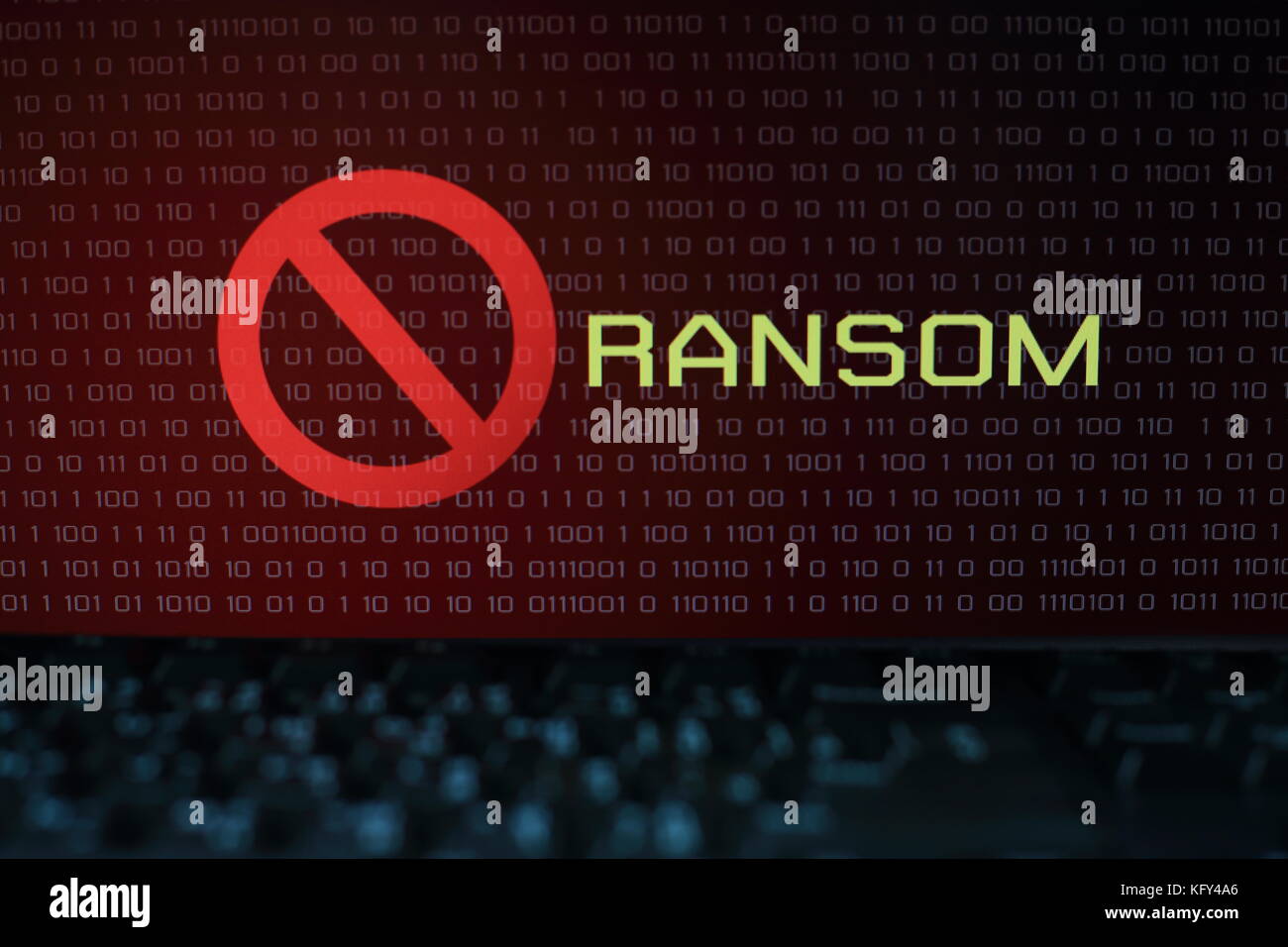 unlock lock in front of ransomware digital screen with numbers and ...