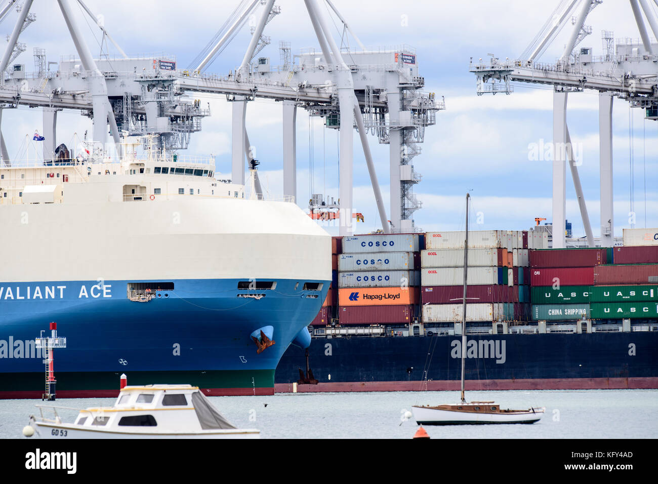 Shipping containers say Globalization Stock Photo - Alamy