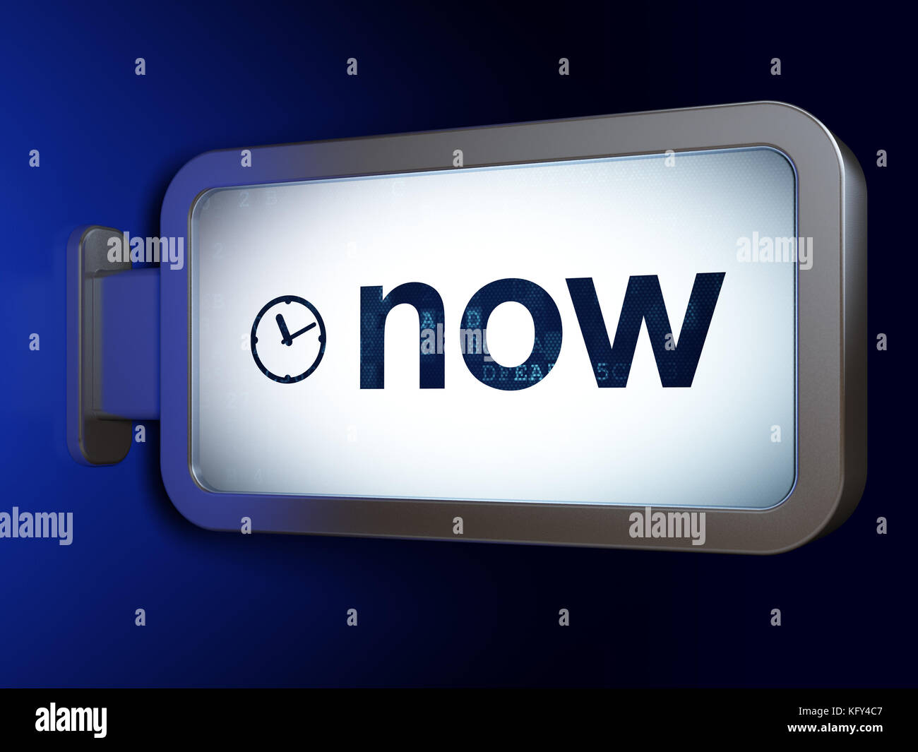 Time concept: Now and Clock on billboard background Stock Photo - Alamy