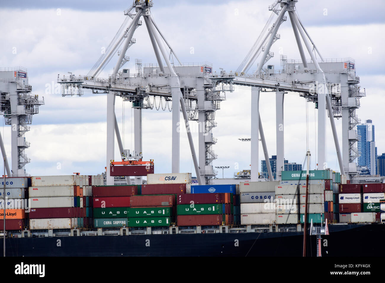 Shipping containers say Globalization Stock Photo - Alamy