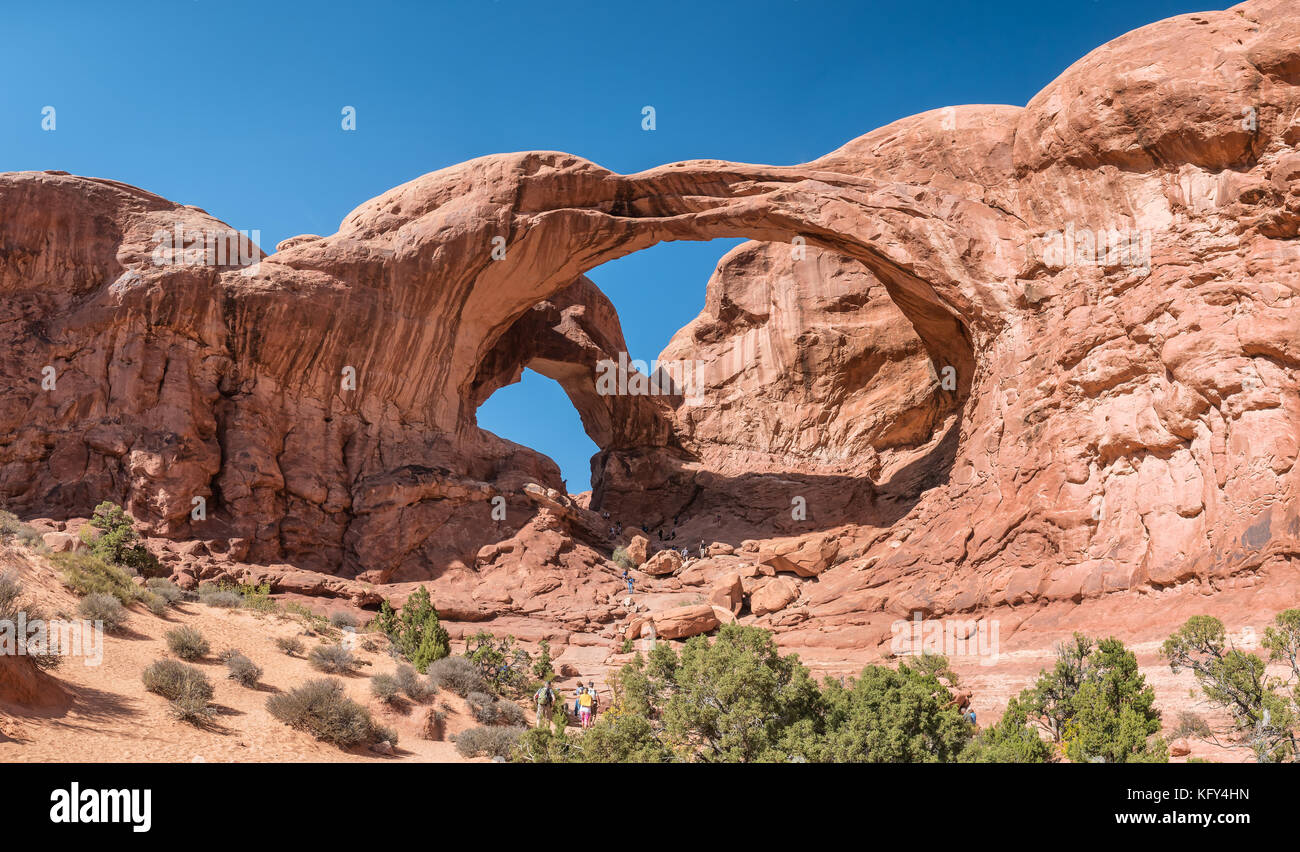 Double Arch in Arches National Monument, Utah USA Stock Photo - Alamy