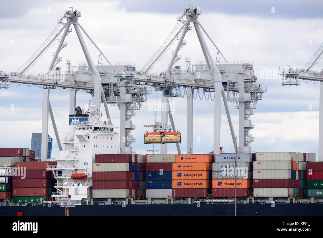 Shipping containers say Globalization Stock Photo - Alamy