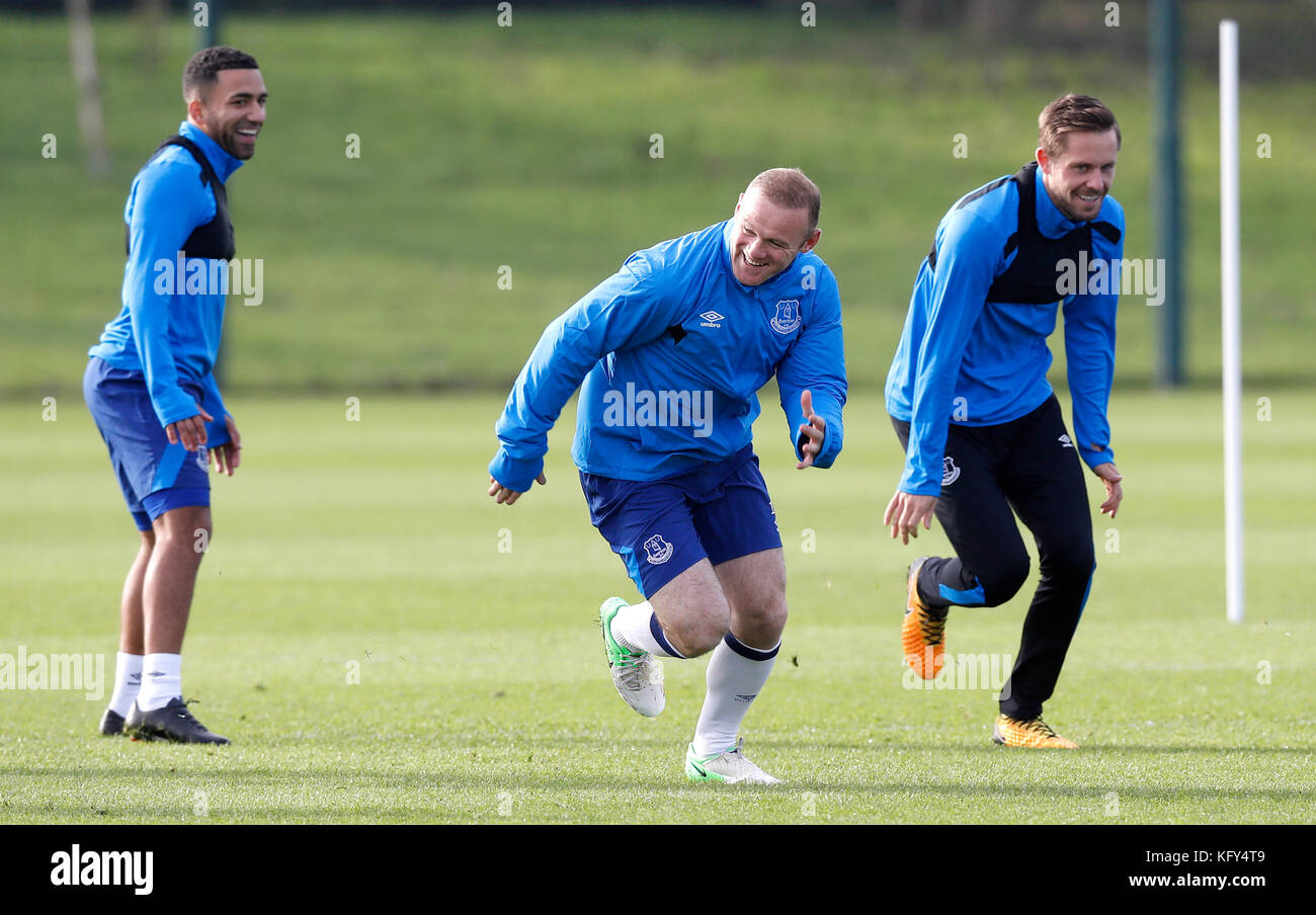 Everton's Wayne Rooney, during the training session at Finch Farm ...