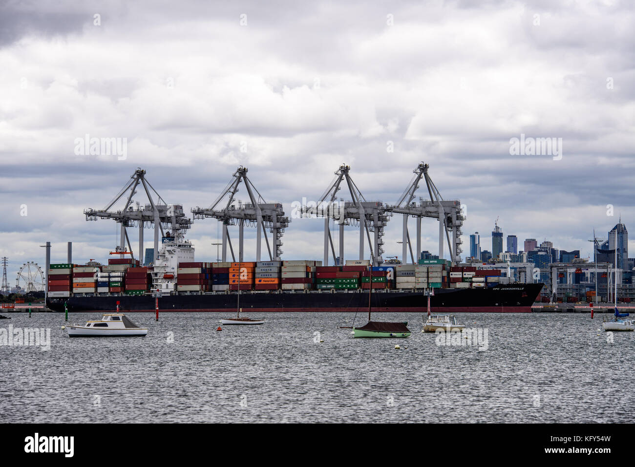 Shipping containers say Globalization Stock Photo - Alamy