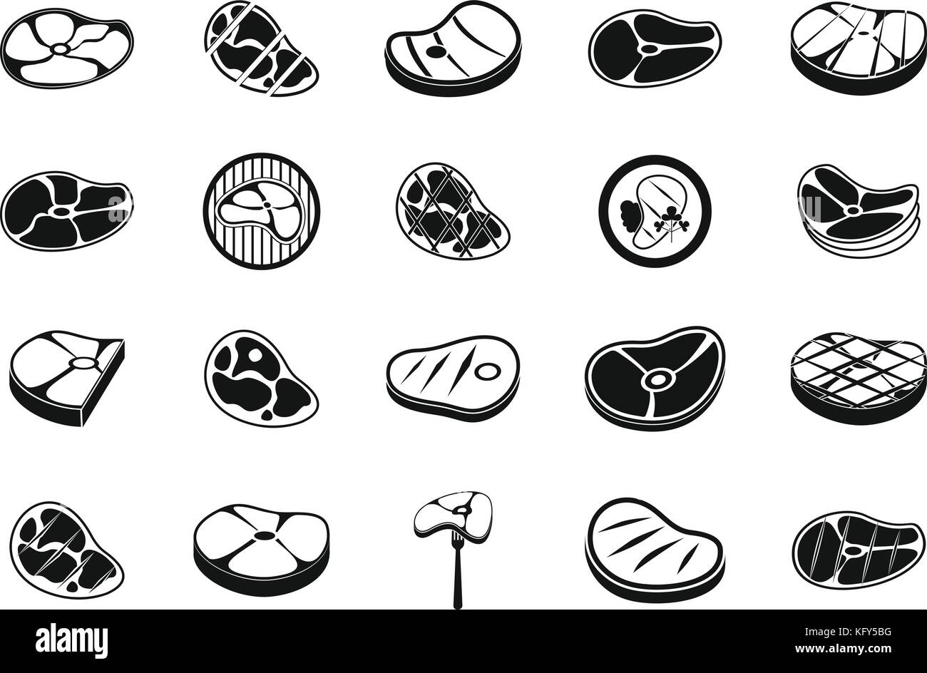Beef icon set, simple style Stock Vector Image & Art - Alamy