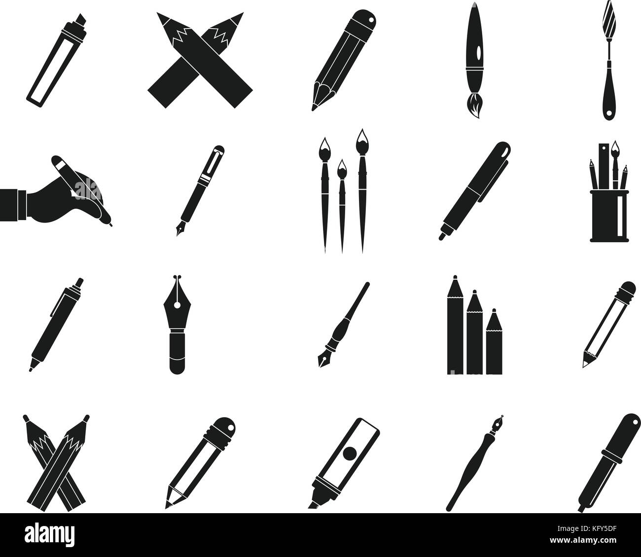 Pen, pencil icon set, simple style Stock Vector Image & Art - Alamy