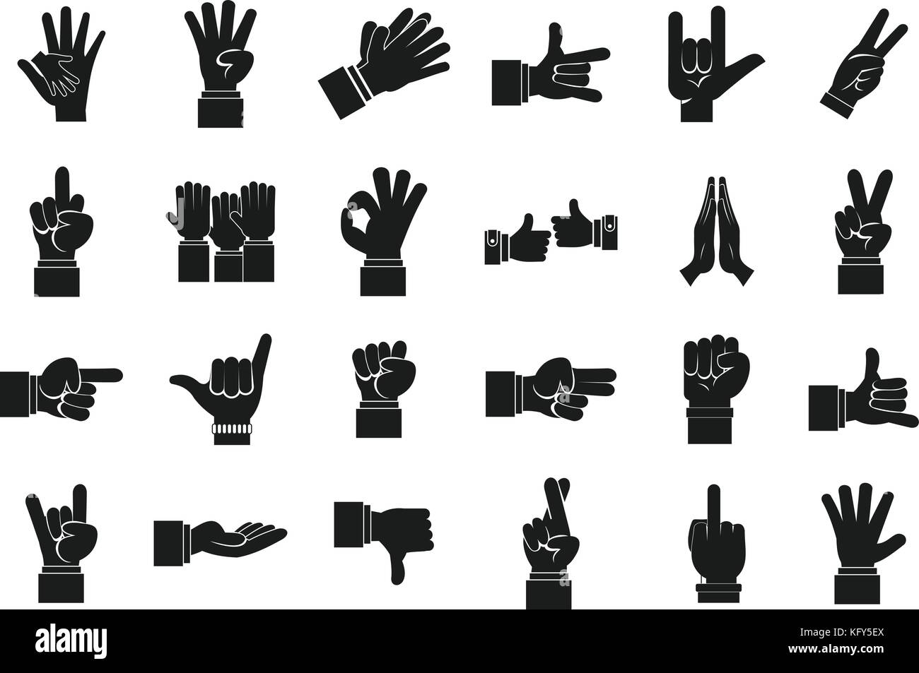 Hand sign icon set, simple style Stock Vector Image & Art - Alamy