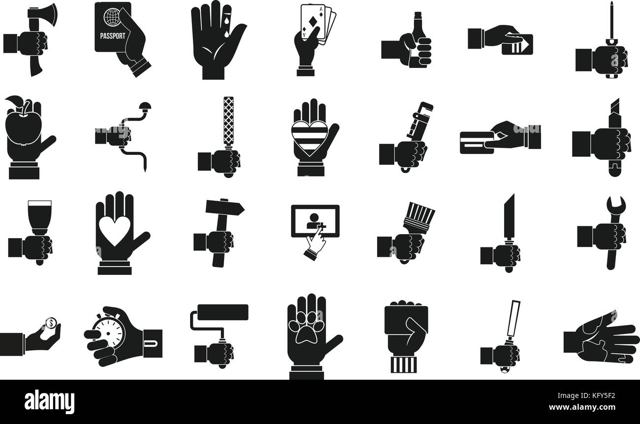 Hand object icon set, simple style Stock Vector Image & Art - Alamy