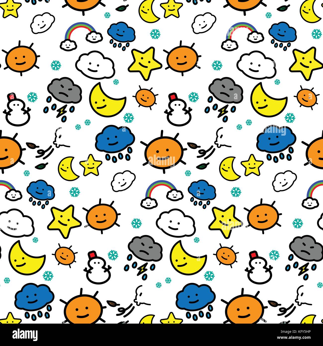 Colorful Climate weather icons seamless pattern vector design concept ...