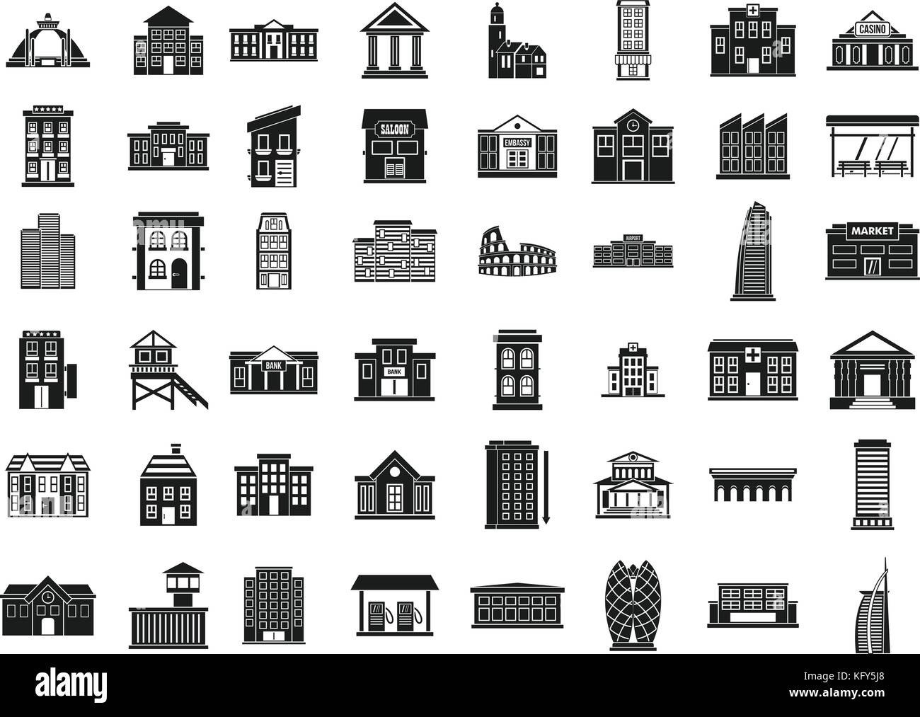 Building icon set, simple style Stock Vector Image & Art - Alamy