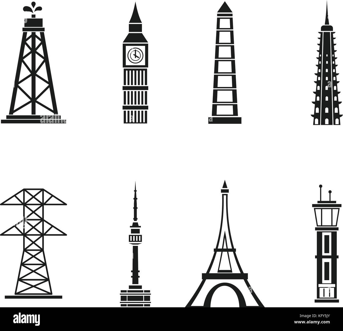 Tower icon set, simple style Stock Vector Image & Art - Alamy