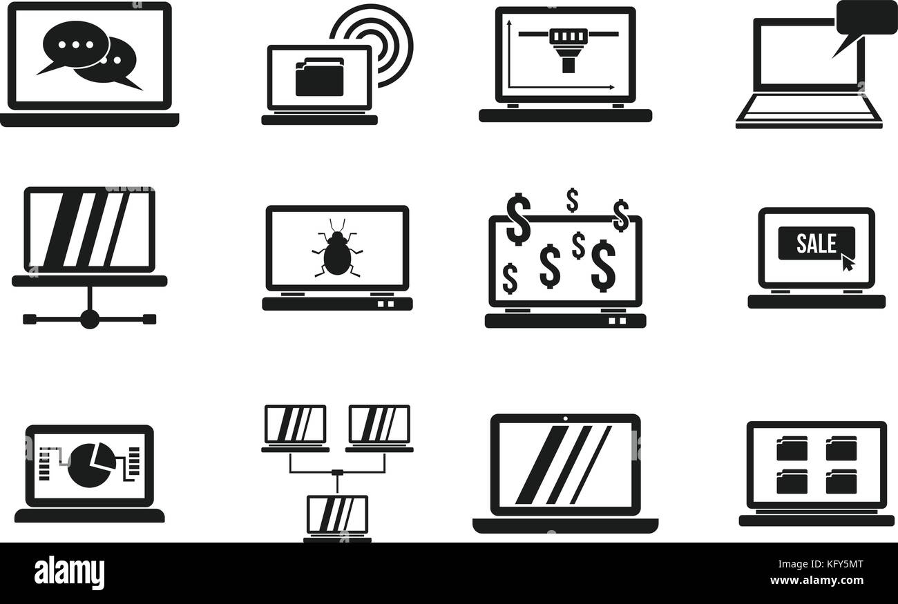 Laptop icon set, simple style Stock Vector Image & Art - Alamy