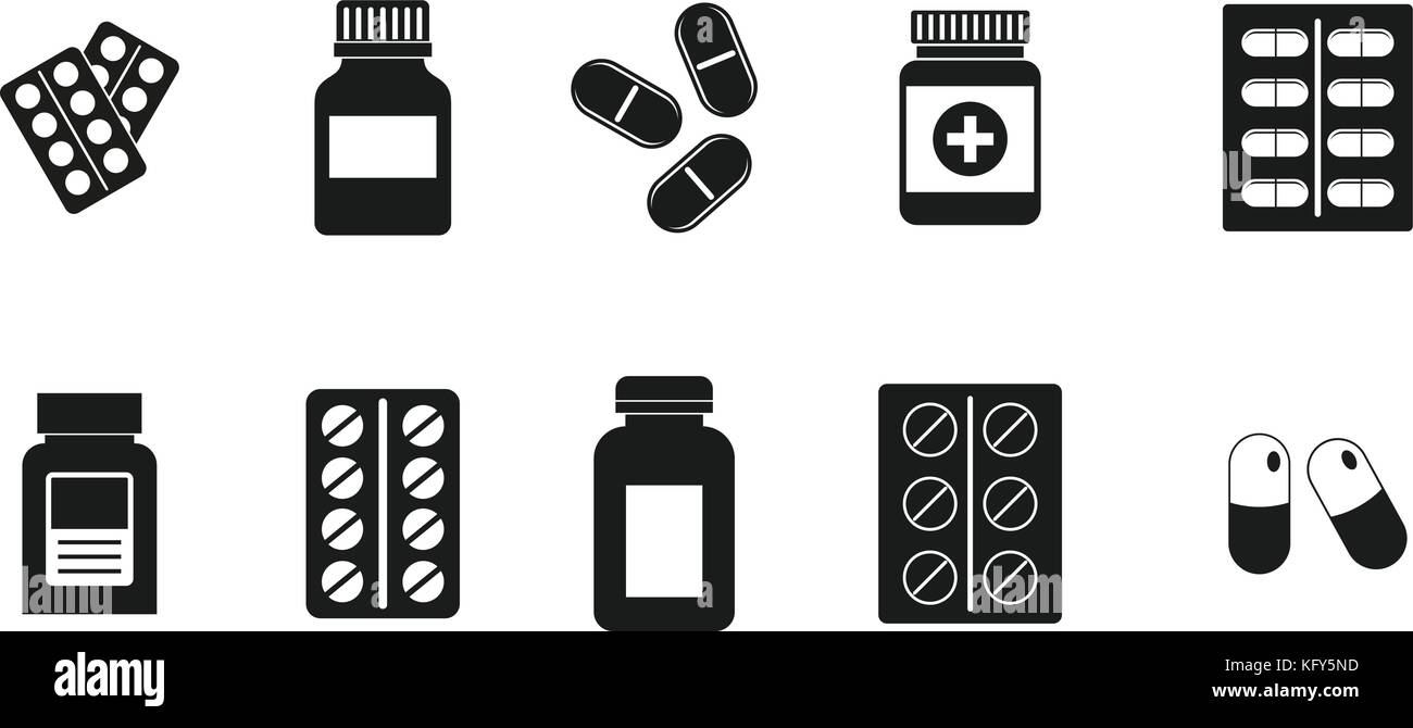 Pills icon set, simple style Stock Vector Image & Art - Alamy