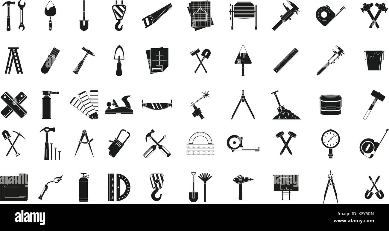 Construction tools icon set, simple style Stock Vector Image & Art - Alamy