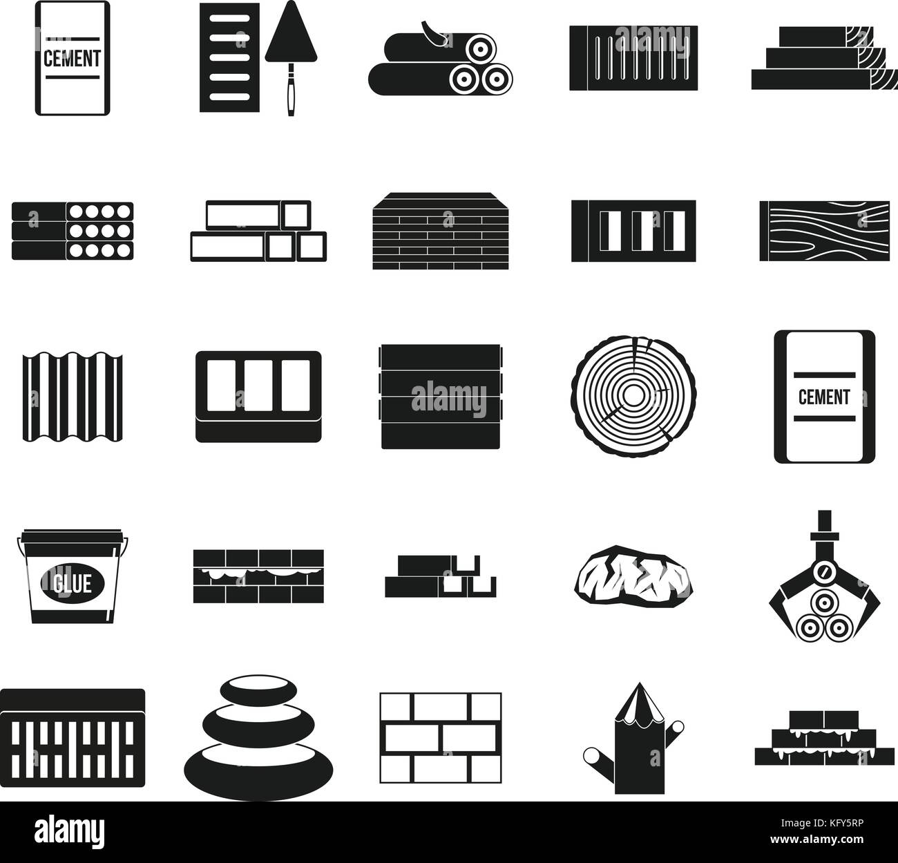 Construction materials icon set, simple style Stock Vector Image & Art ...