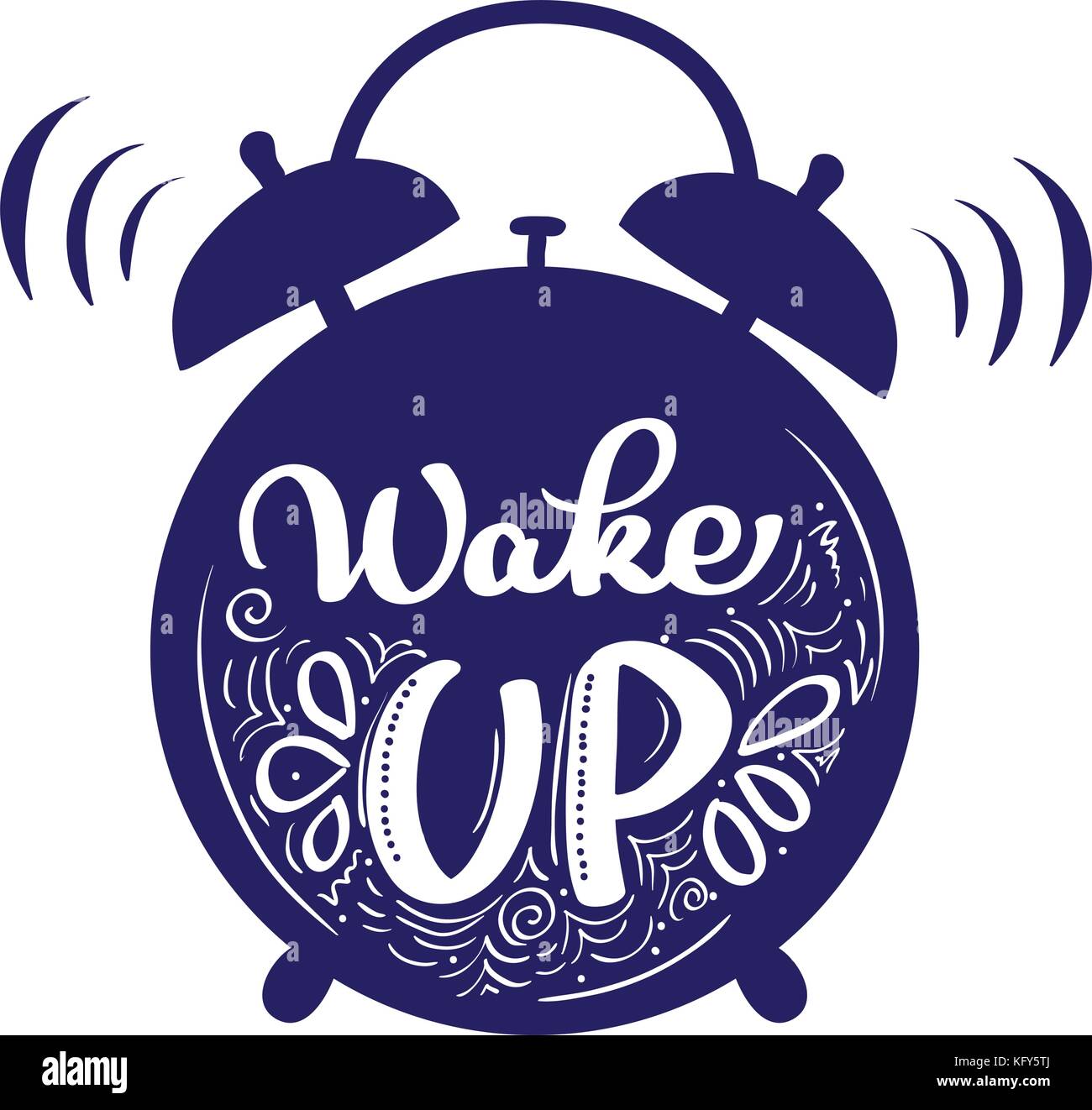 Wake up modern calligraphy lettering style text with alarm clock ...