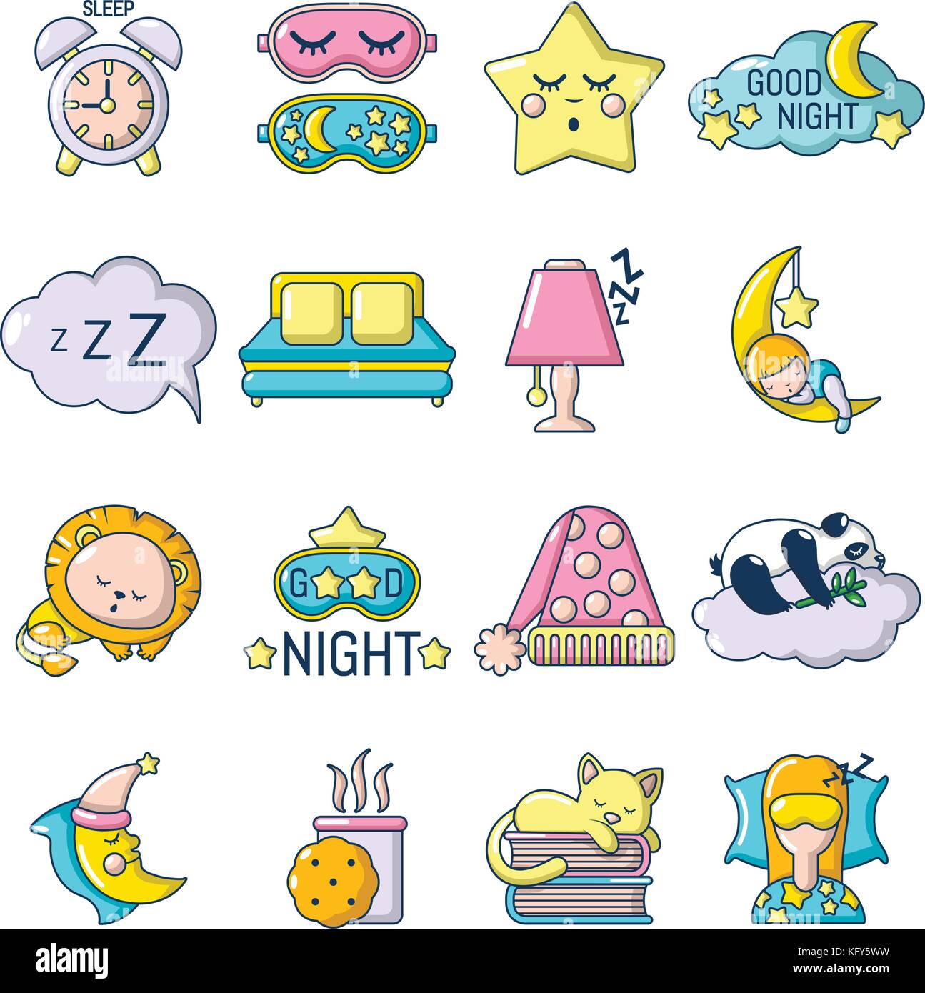 Sleeping icons set, cartoon style Stock Vector Image & Art - Alamy