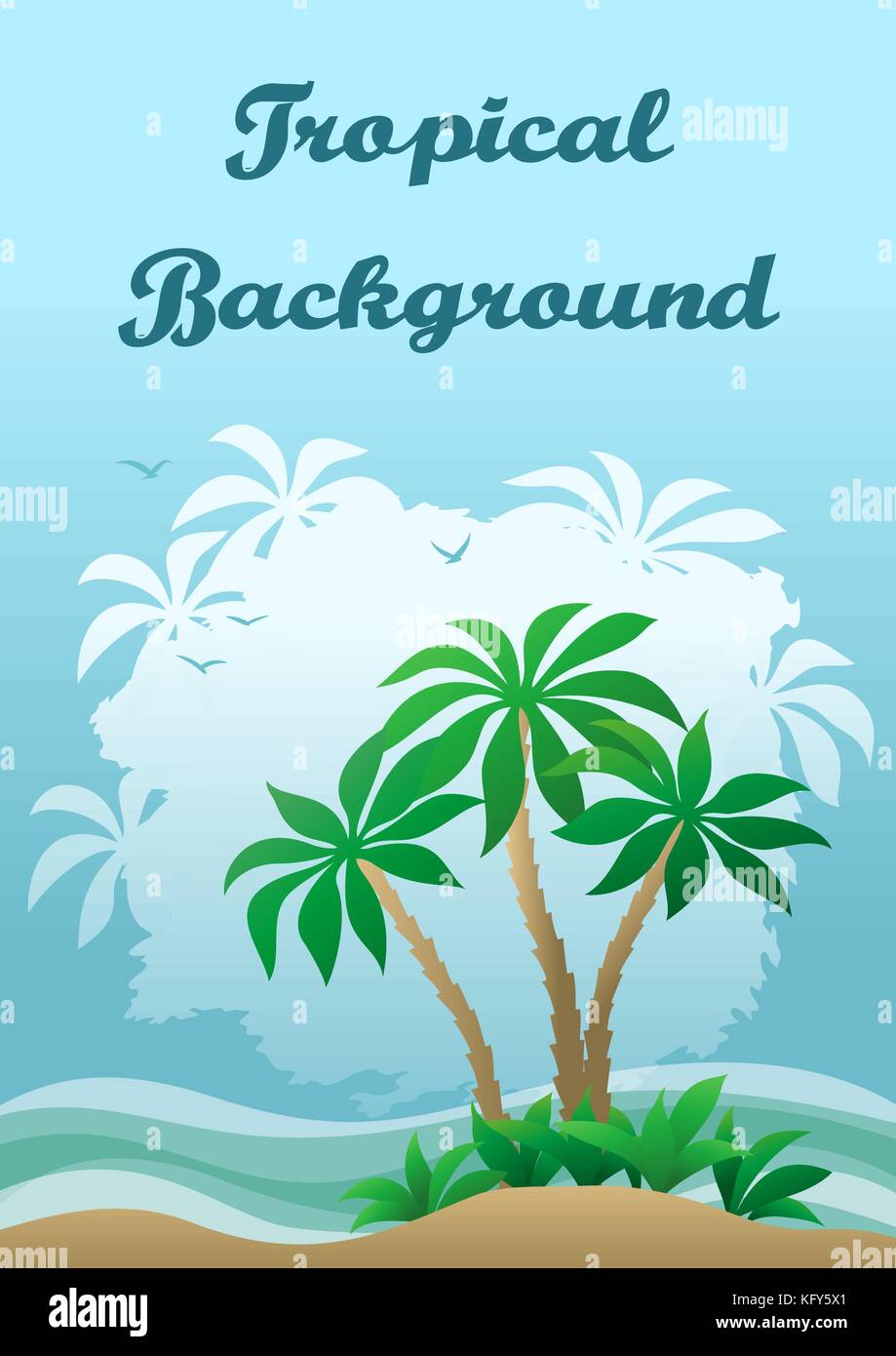 Tropical palm beach sea Stock Vector Images - Alamy