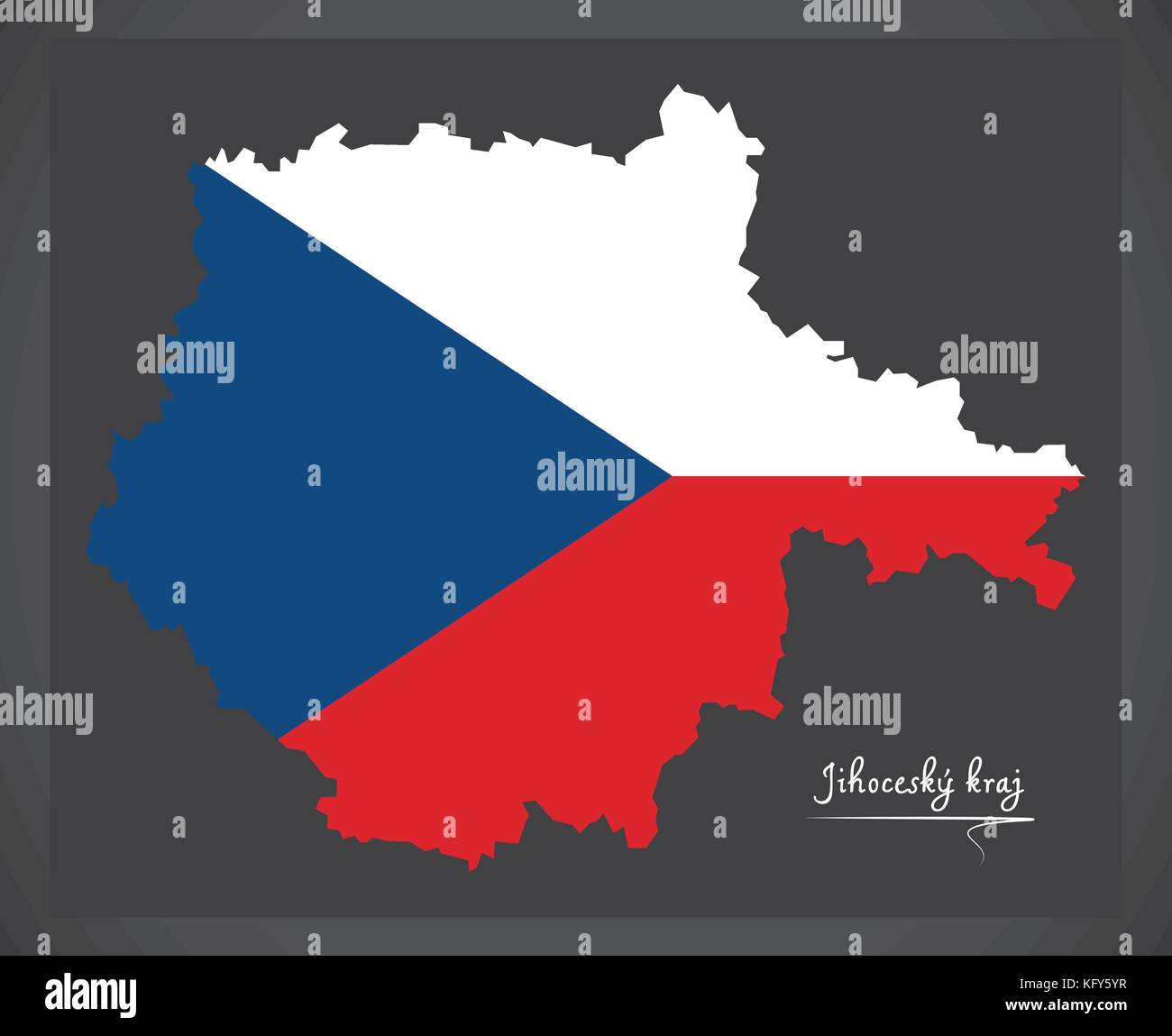 Jihocesky kraj map of the Czech Republic with national flag illustration Stock Vector Image ...