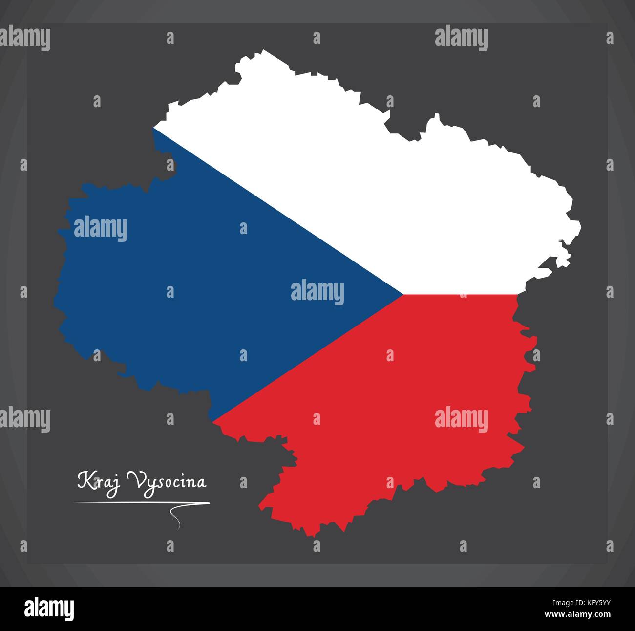 Kraj Vysocina map of the Czech Republic with national flag illustration ...