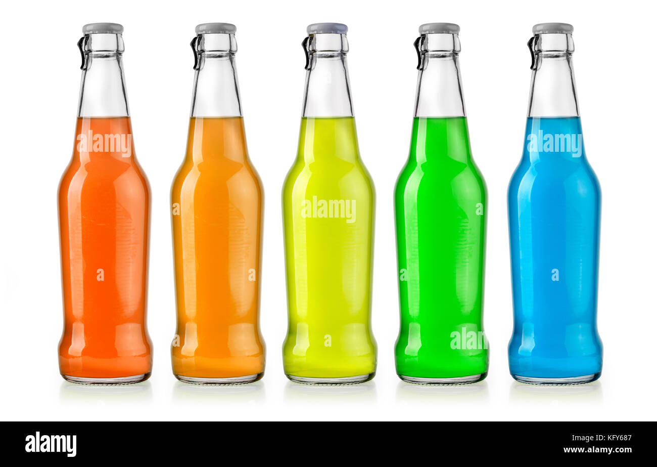 set of bottle with tasty drink isolated on white, clipping path Stock ...