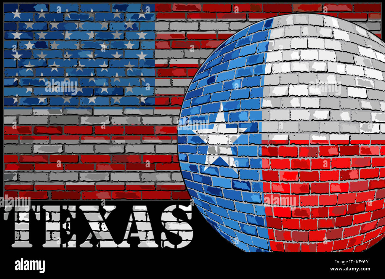 Texas flag on the USA flag background - Illustration, Ball with Texas ...