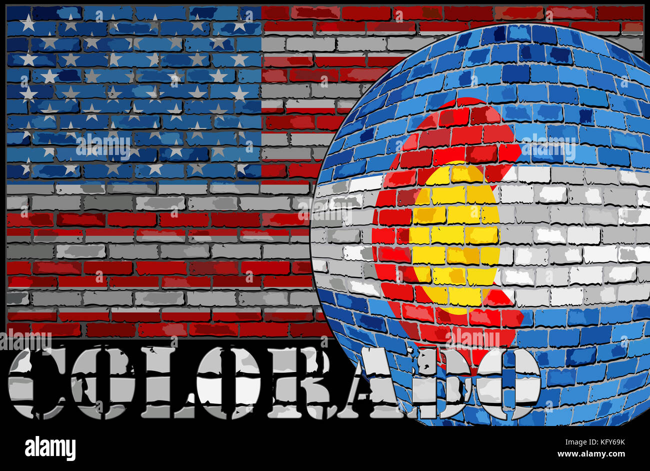 Colorado flag on the USA flag background - Illustration, Ball with ...