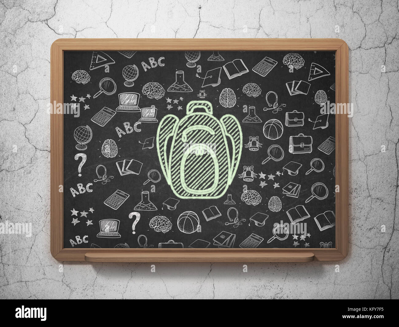 Learning concept: Backpack on School board background Stock Photo - Alamy