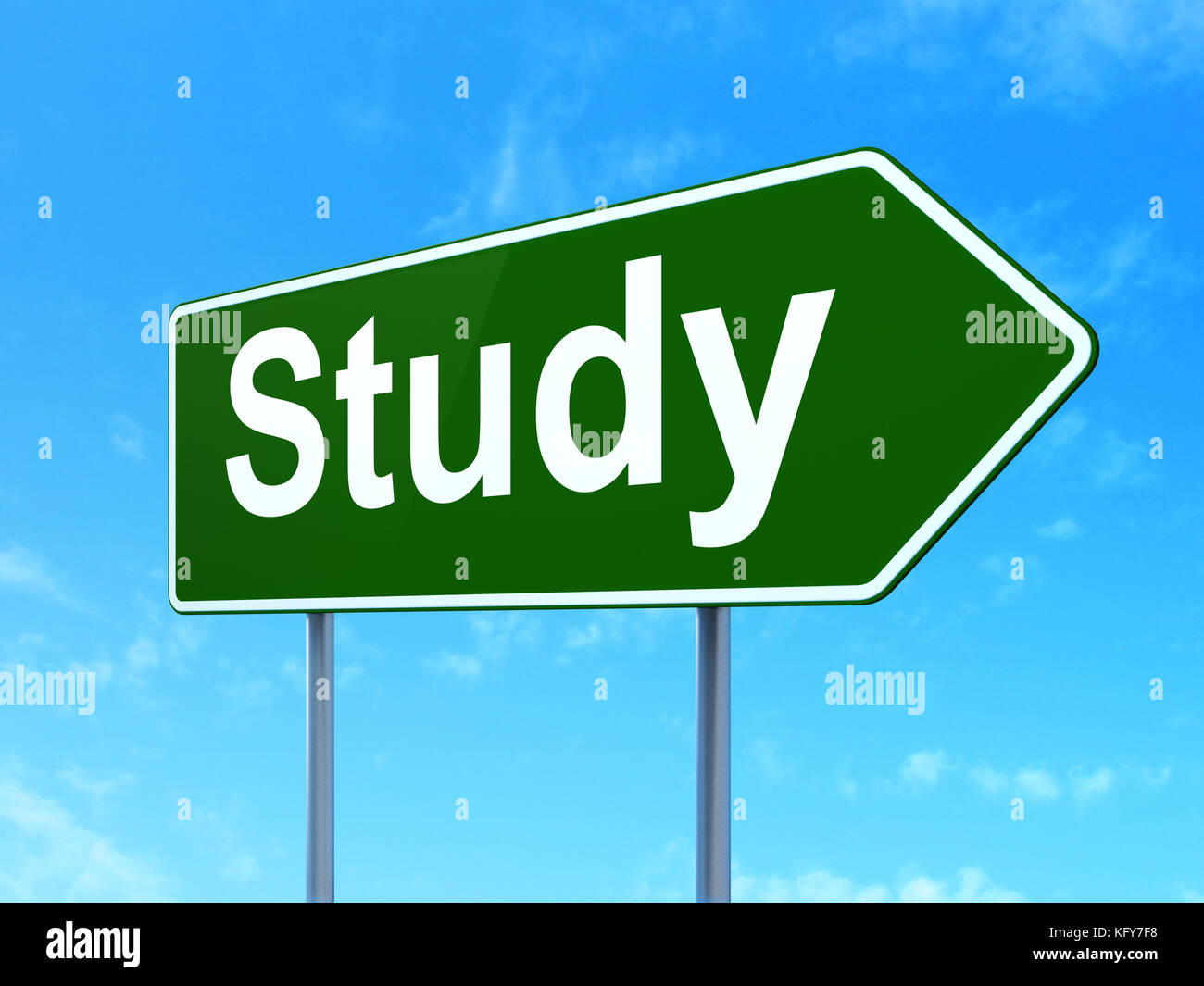 Learning concept: Study on road sign background Stock Photo - Alamy