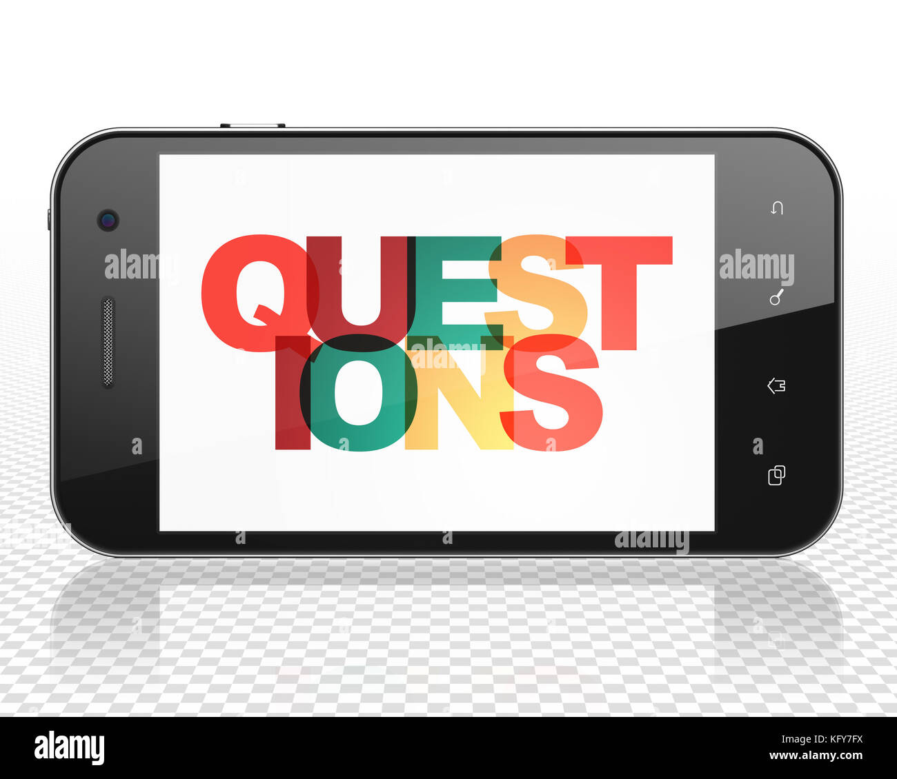 Learning concept: Smartphone with Questions? on display Stock Photo - Alamy