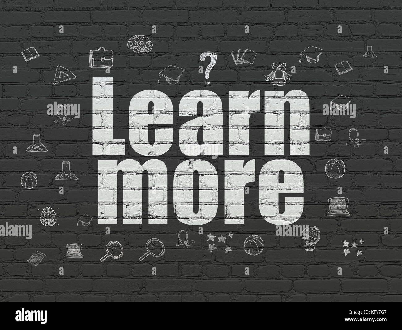 Learning concept: Learn More on wall background Stock Photo - Alamy
