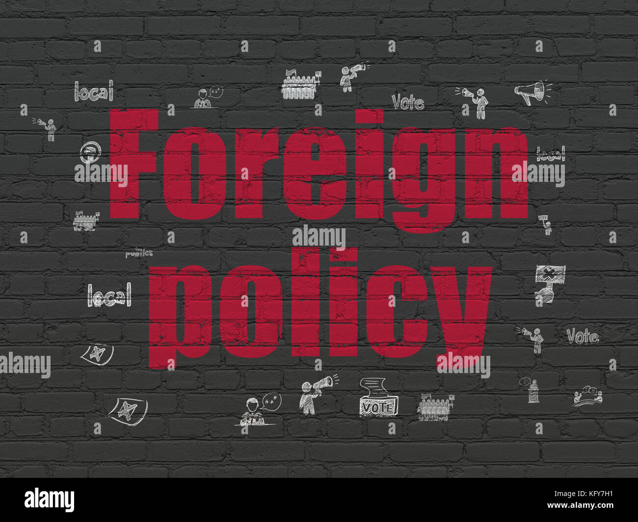 Political concept: Foreign Policy on wall background Stock Photo - Alamy