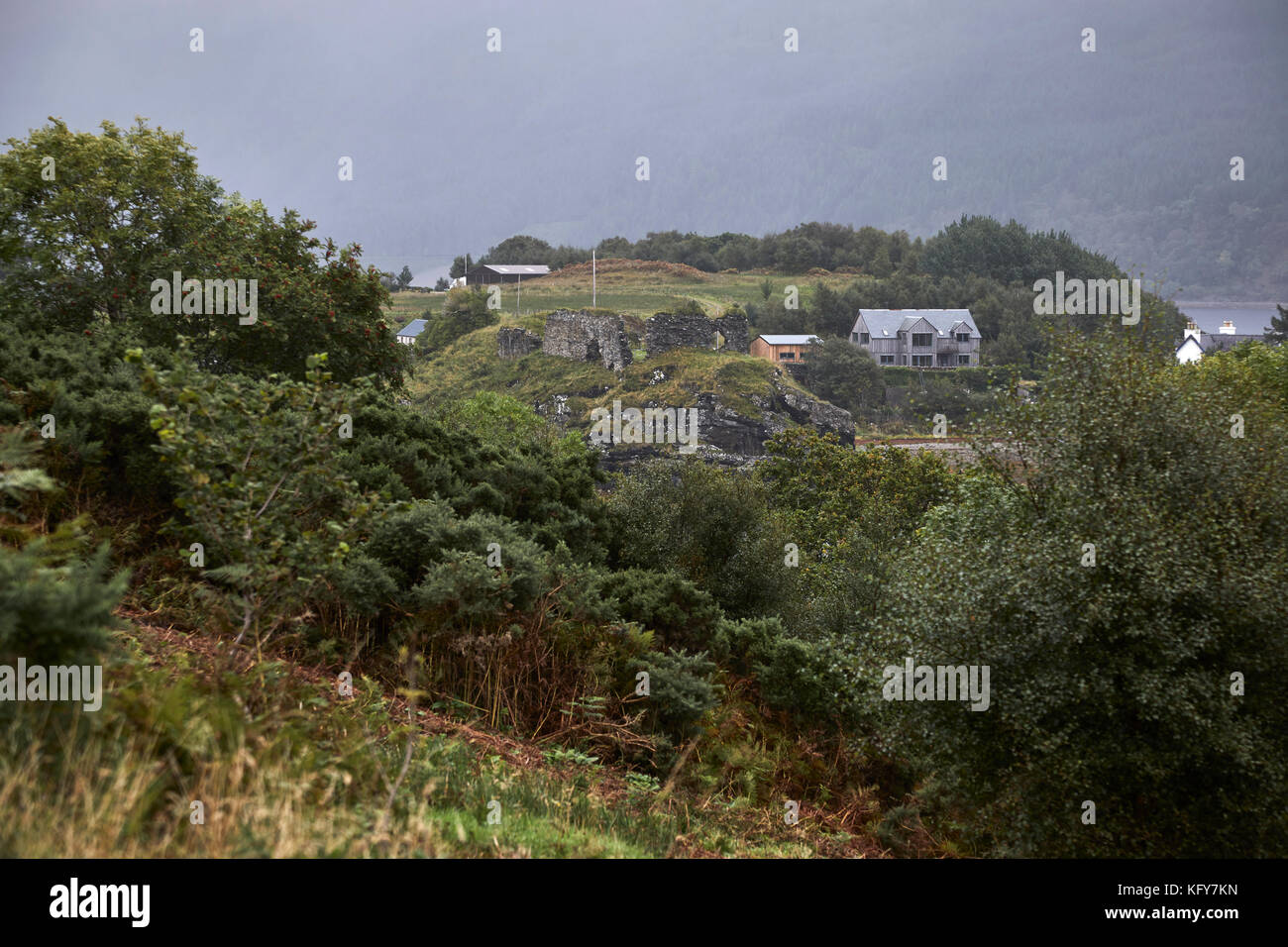 Historic ruins of Strome Castle at North Strome. From single track road ...
