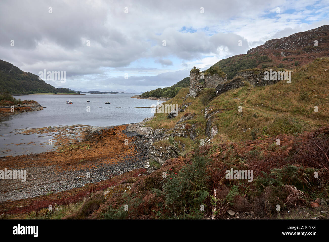 Historic ruins of Strome Castle at North Strome. From single track road ...