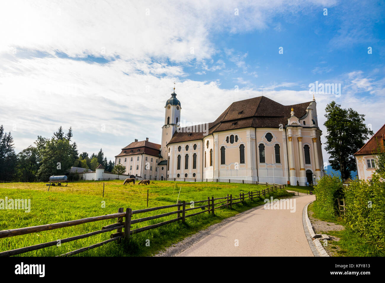 The Pilgrimage Church of Wies (Wieskirche), an oval rococo church ...