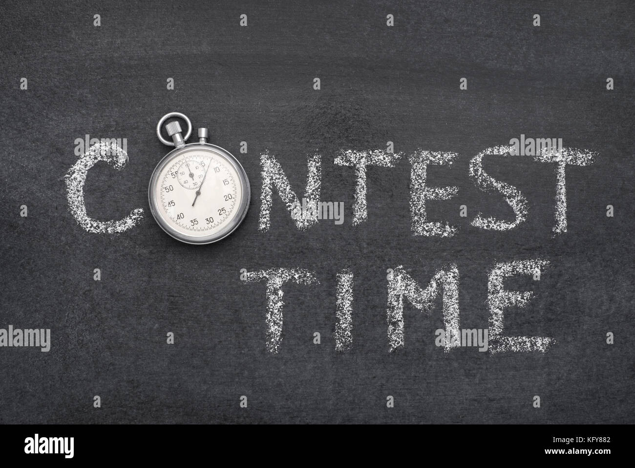 contest time phrase handwritten on chalkboard with vintage precise ...