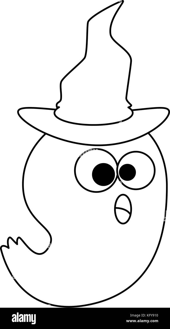 ghost with witch hat character vector illustration design Stock Vector ...