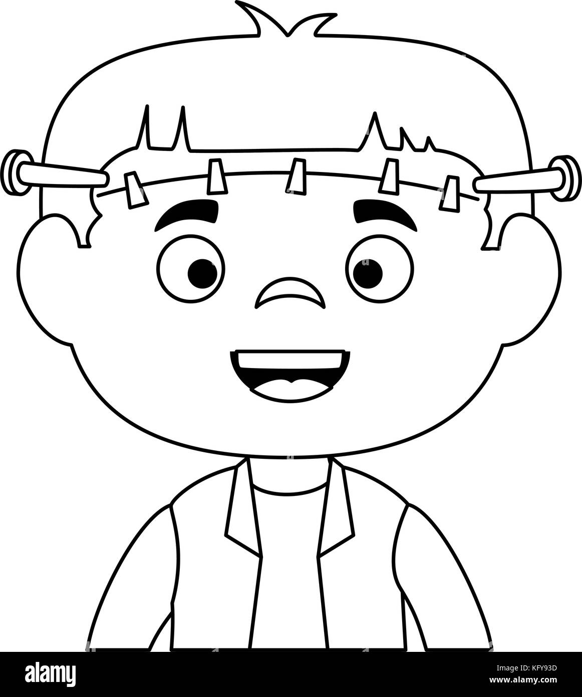 little boy disguised as a Frankenstein vector illustration design Stock ...