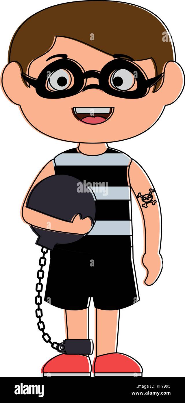 little boy disguised as a prisoner vector illustration design Stock ...