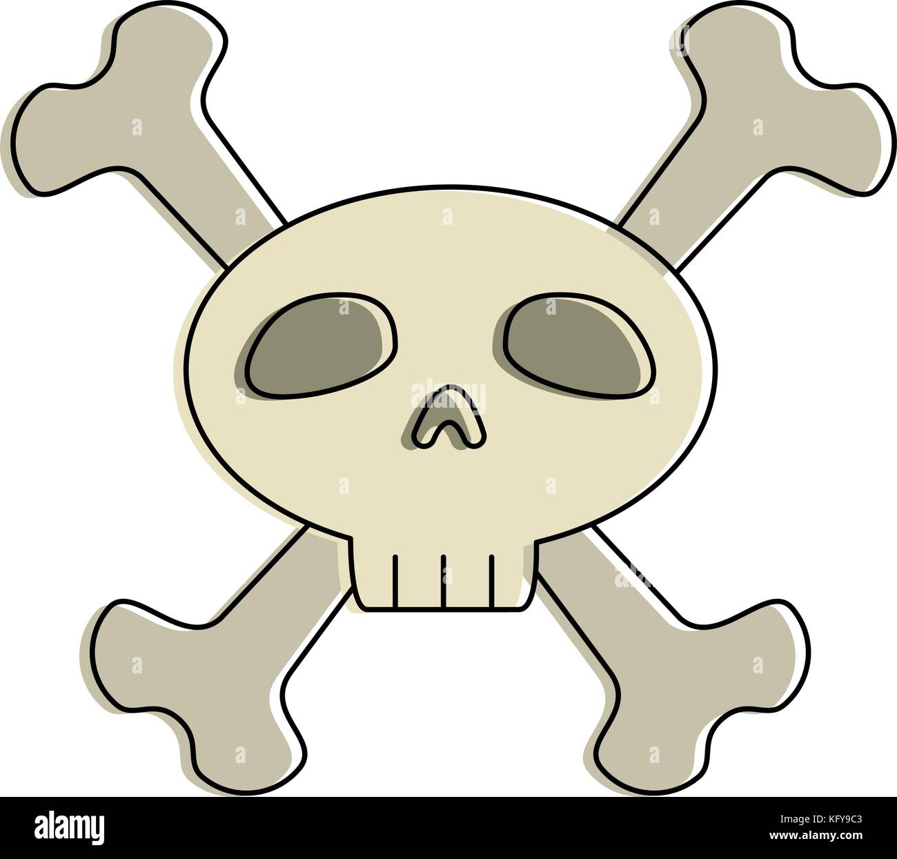 funny skull with bones crossed vector illustration design Stock Vector ...