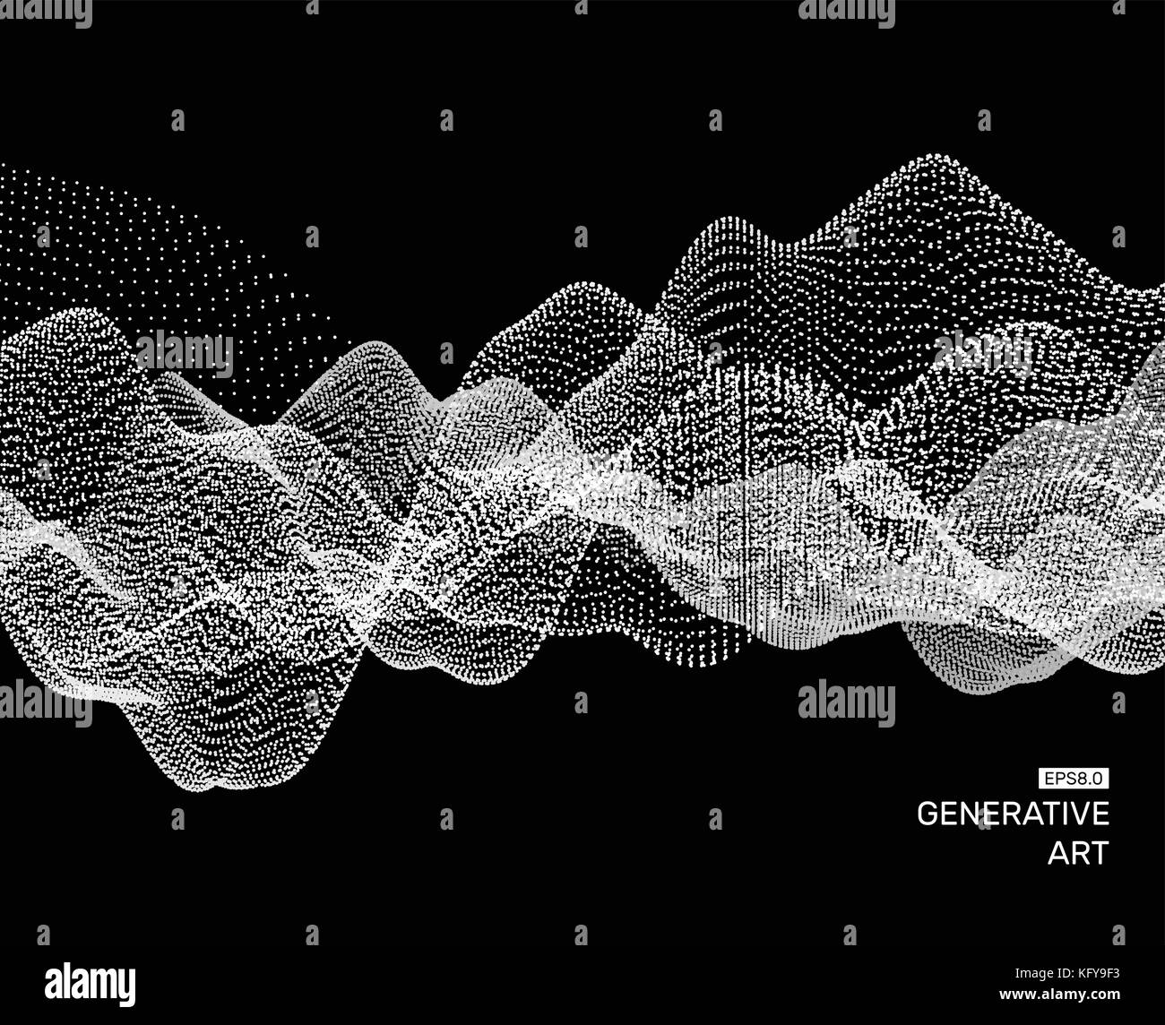 Array with Dynamic Particles. Wavy Background. Composition with Motion Effect. Abstract Vector ...