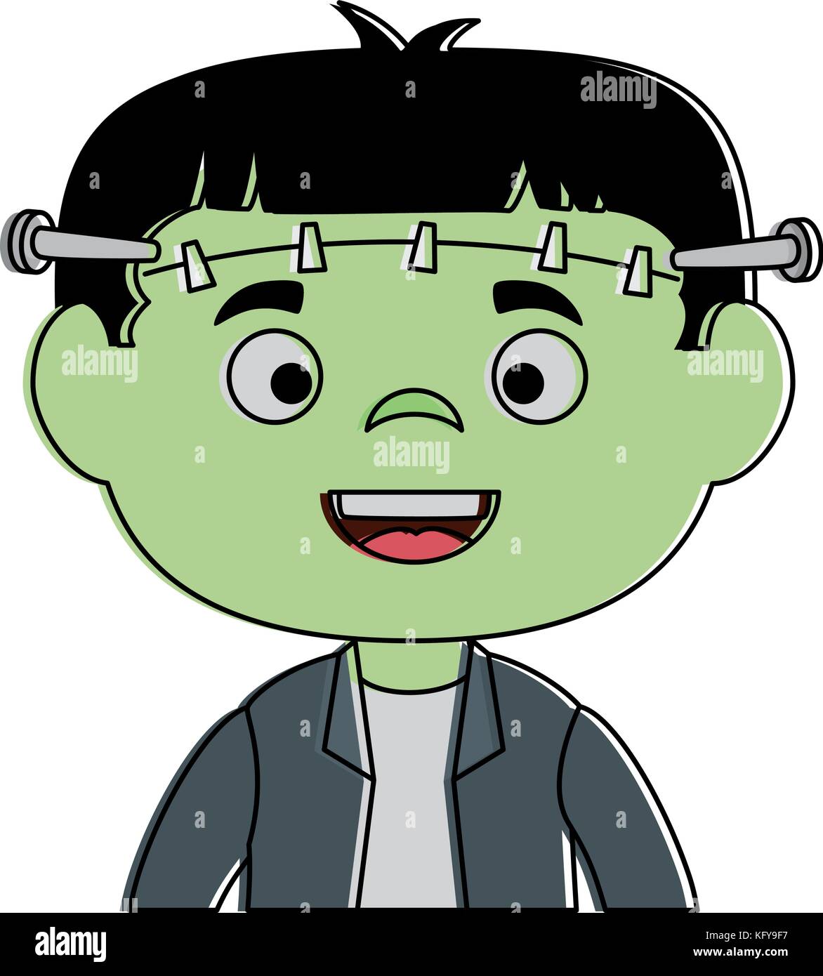 little boy disguised as a Frankenstein vector illustration design Stock ...