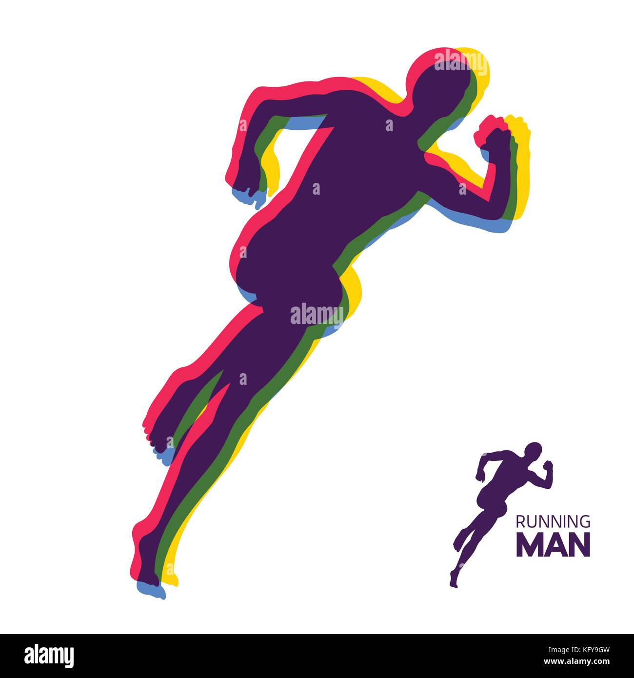 Silhouette of a running man. Design for Sport. Emblem for marathon and ...